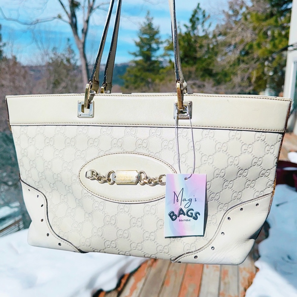 Gucci: Gold Plate Guccissima Gg Monogram Leather Punc… - Gem